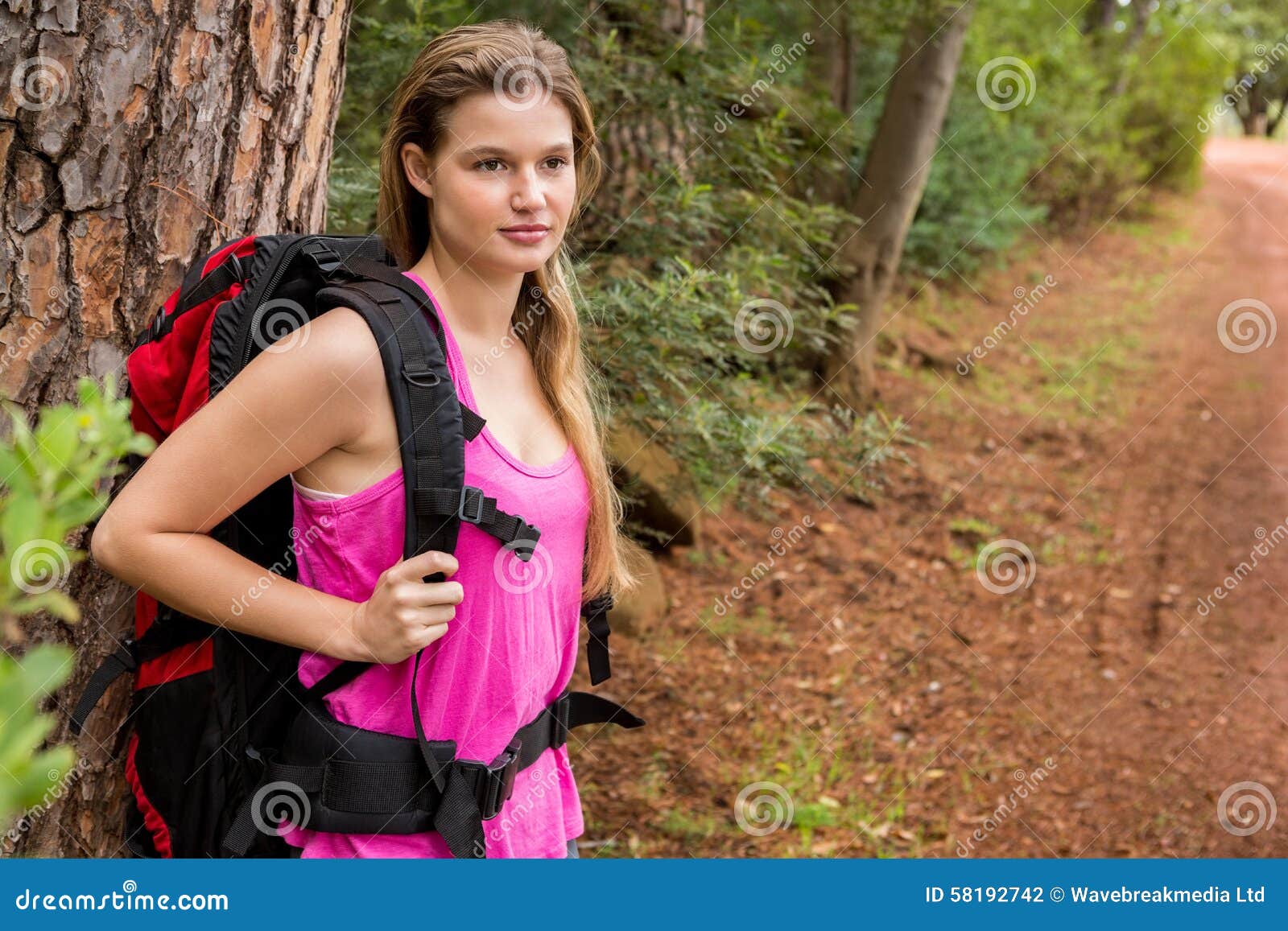 Pretty Blonde Hiker with Backpack Stock Photo - Image of lifestyle ...