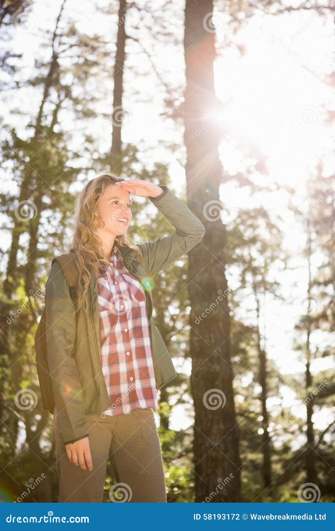Pretty Blonde Hiker Looking for Path Stock Photo - Image of attractive ...