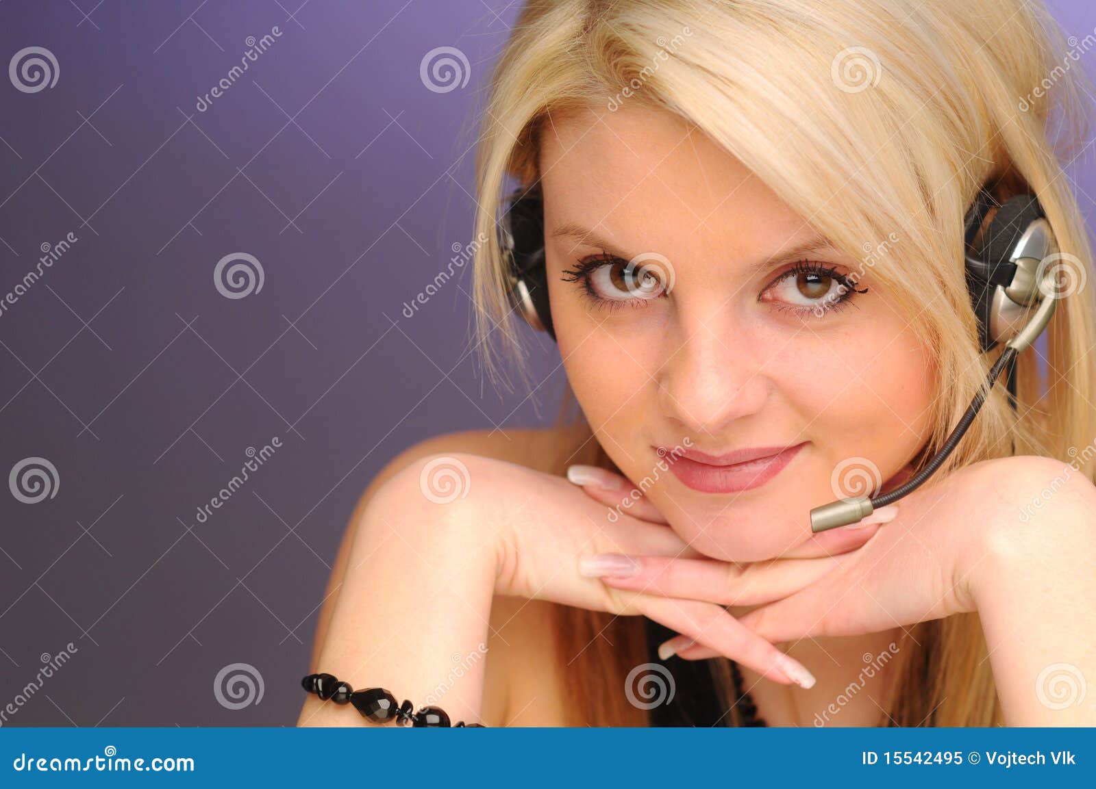 Pretty Blonde Operator stock image. Image of girl, hair - 15542495