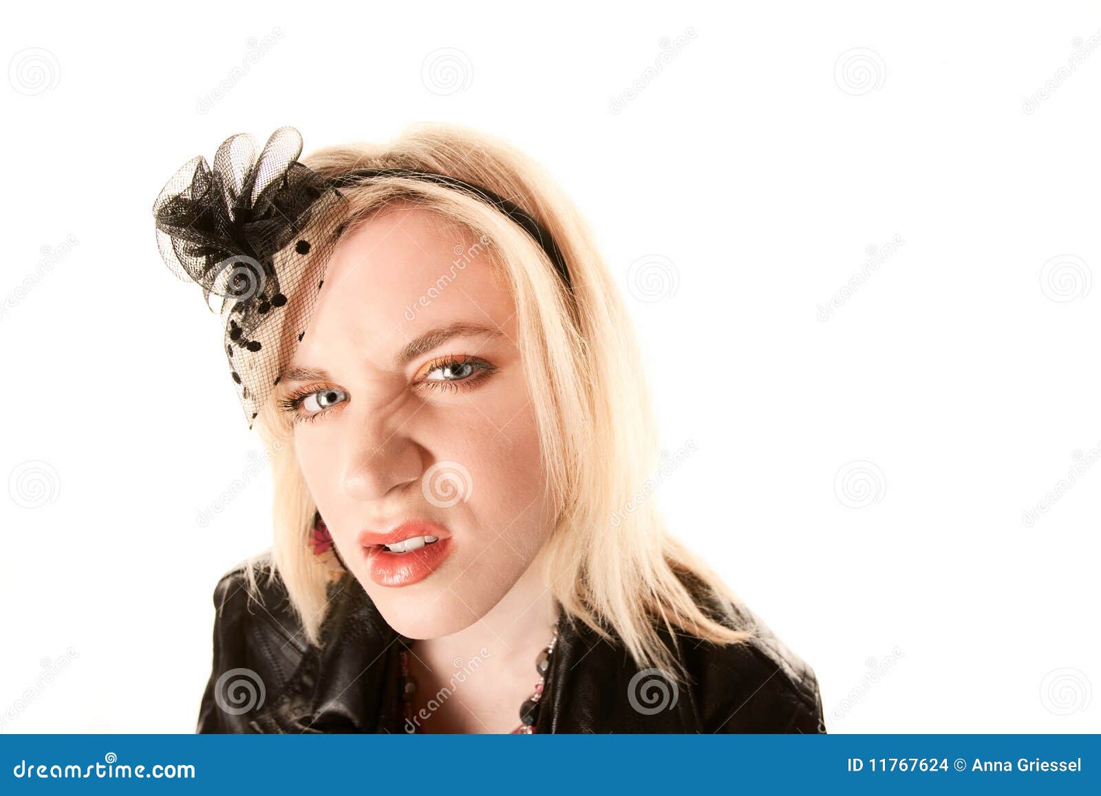 Pretty Blonde Woman with Angry Expression Stock Photo - Image of jacket ...