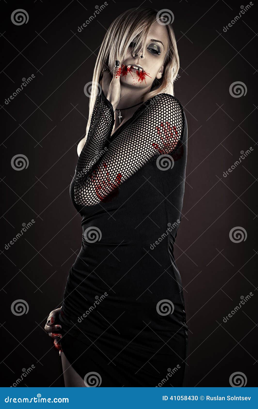 Pretty bloody vampire stock photo. Image of charming - 41058430