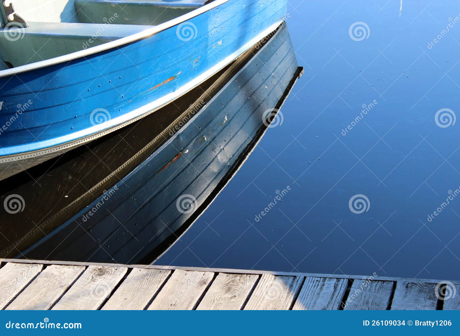 Pretty Blue Boat at the Dock S Edge Stock Photo - Image of sport, boat ...