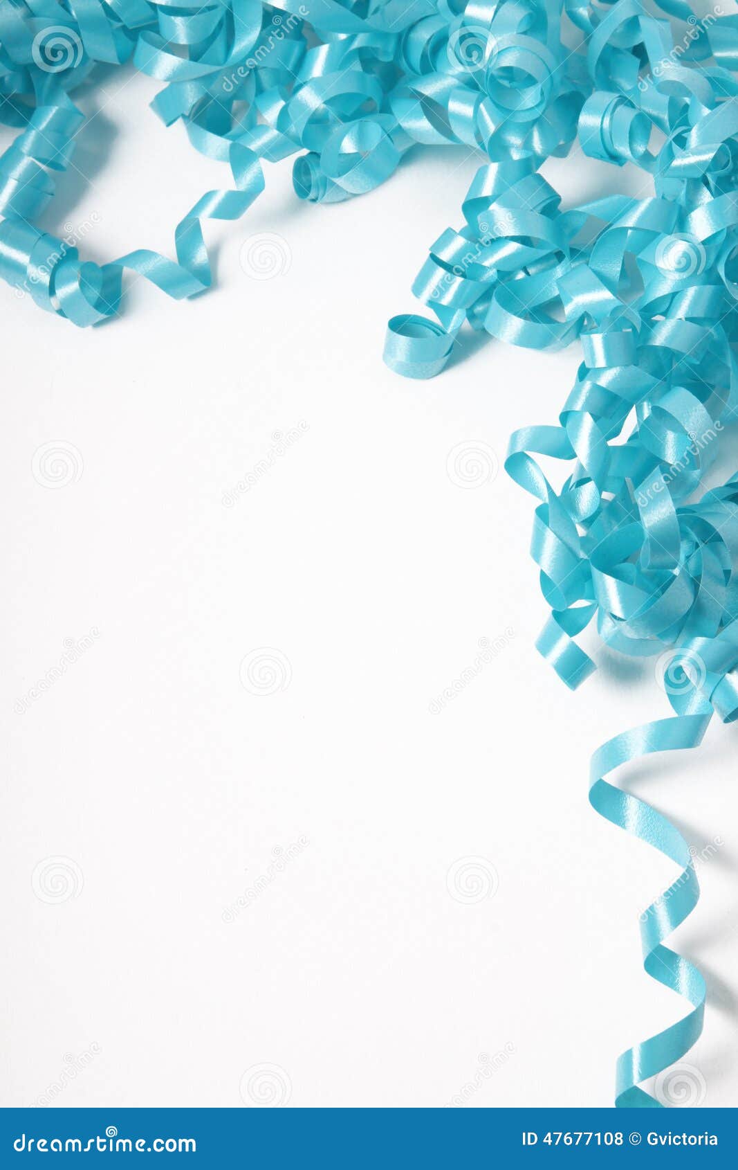 Pretty blue curly ribbon stock photo. Image of birthday - 47677108