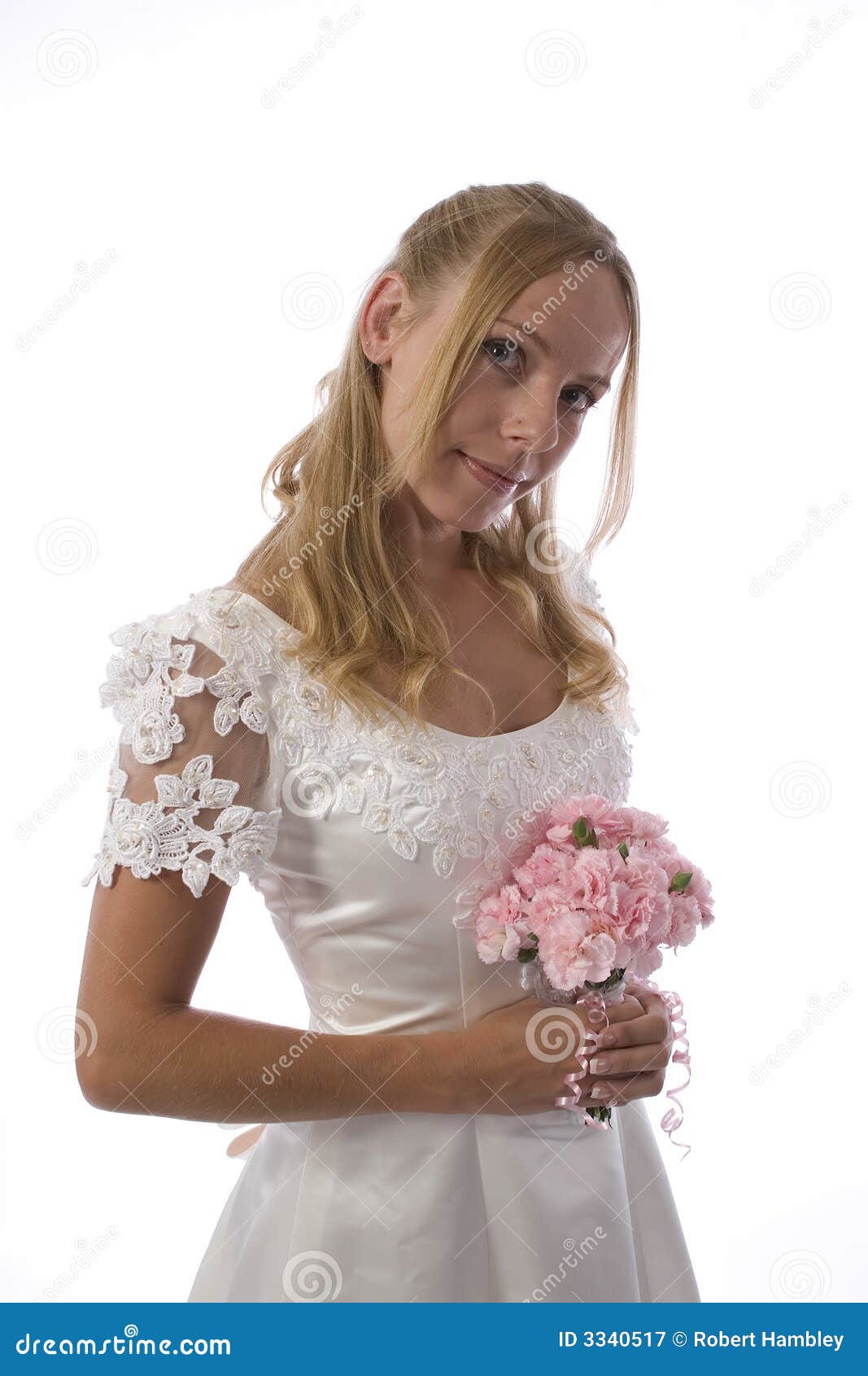 Pretty bride stock image. Image of portrait, bouquet, exciting - 3340517