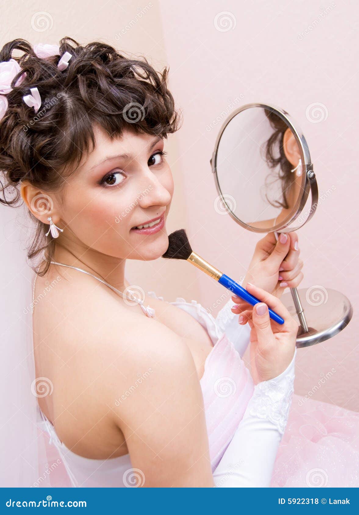 Pretty bride with a mirror stock photo. Image of happiness - 5922318