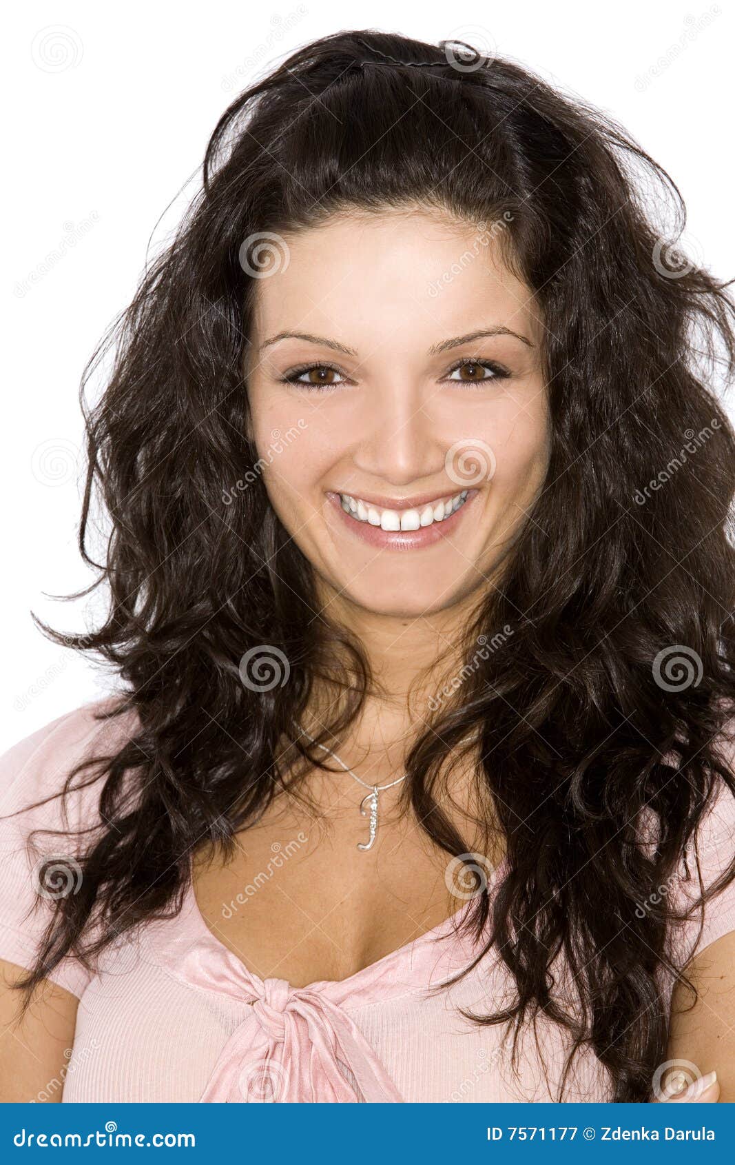 Pretty brunette stock image. Image of portrait, pink, beauty - 7571177