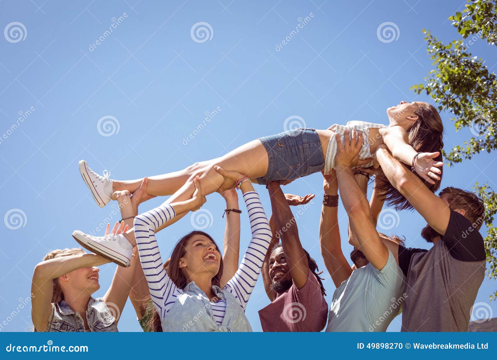 Pretty Brunette Crowd Surfing Stock Photo - Image of holding, mixedrace: 49898270