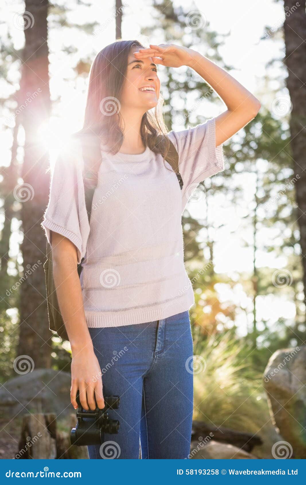 Pretty Brunette Hiker Enjoying the View Stock Photo - Image of hiking ...