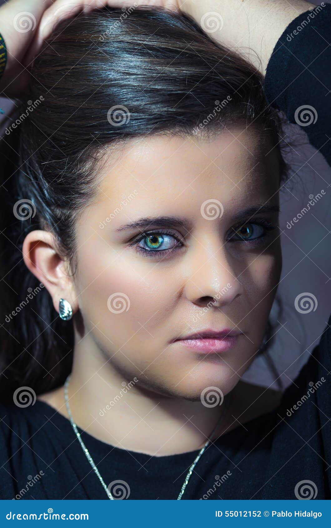 Pretty Brunette with Intense Eyes Closeup Stock Photo - Image of ...