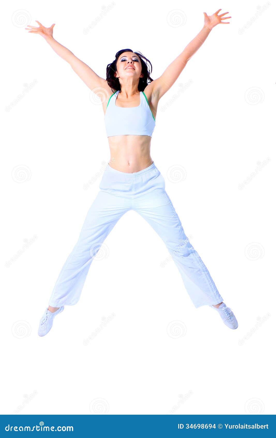 Pretty Brunette in White Active Wear Stock Photo - Image of person ...