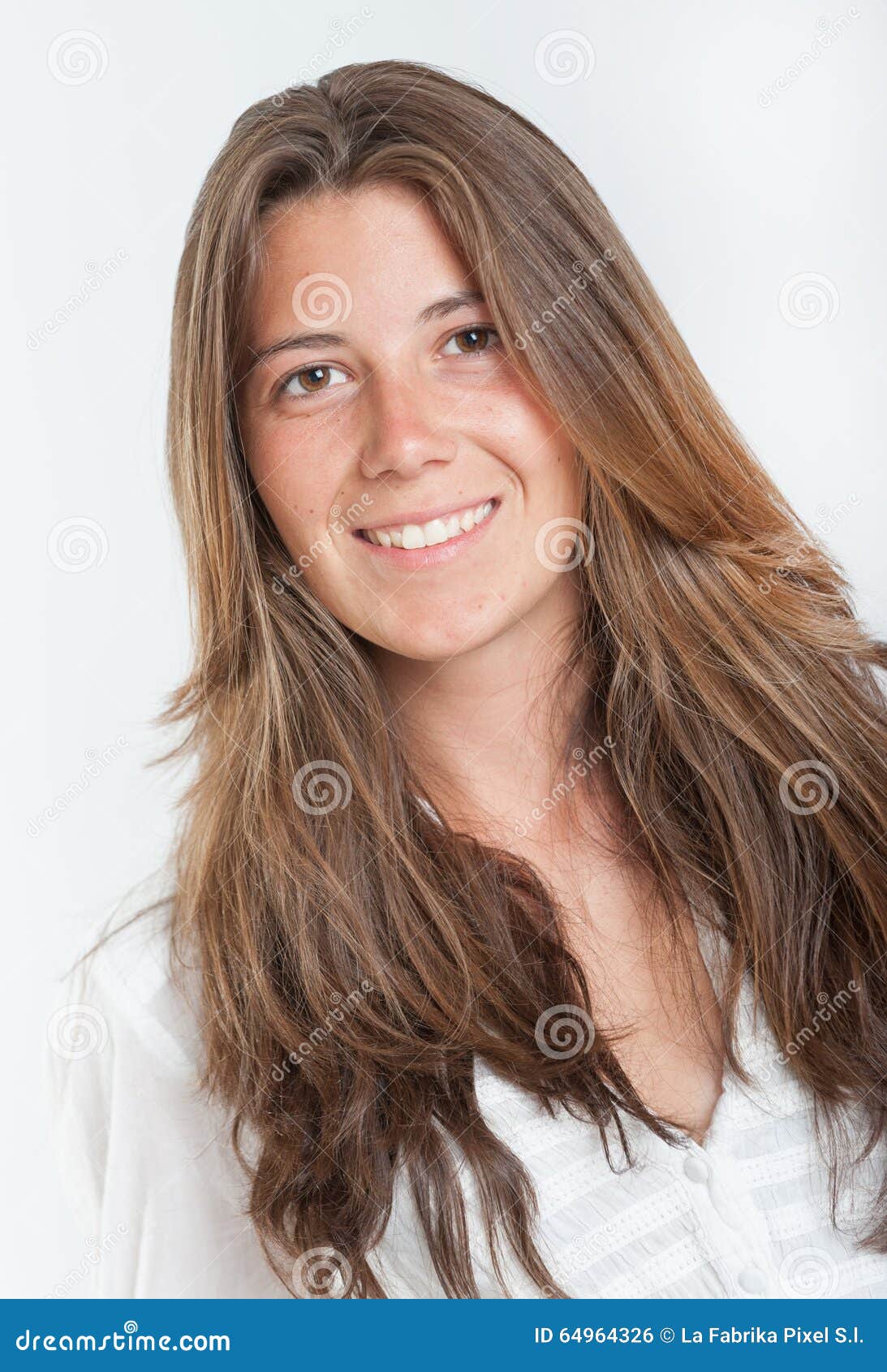 Pretty brunette stock photo. Image of woman, tanned, portrait - 64964326