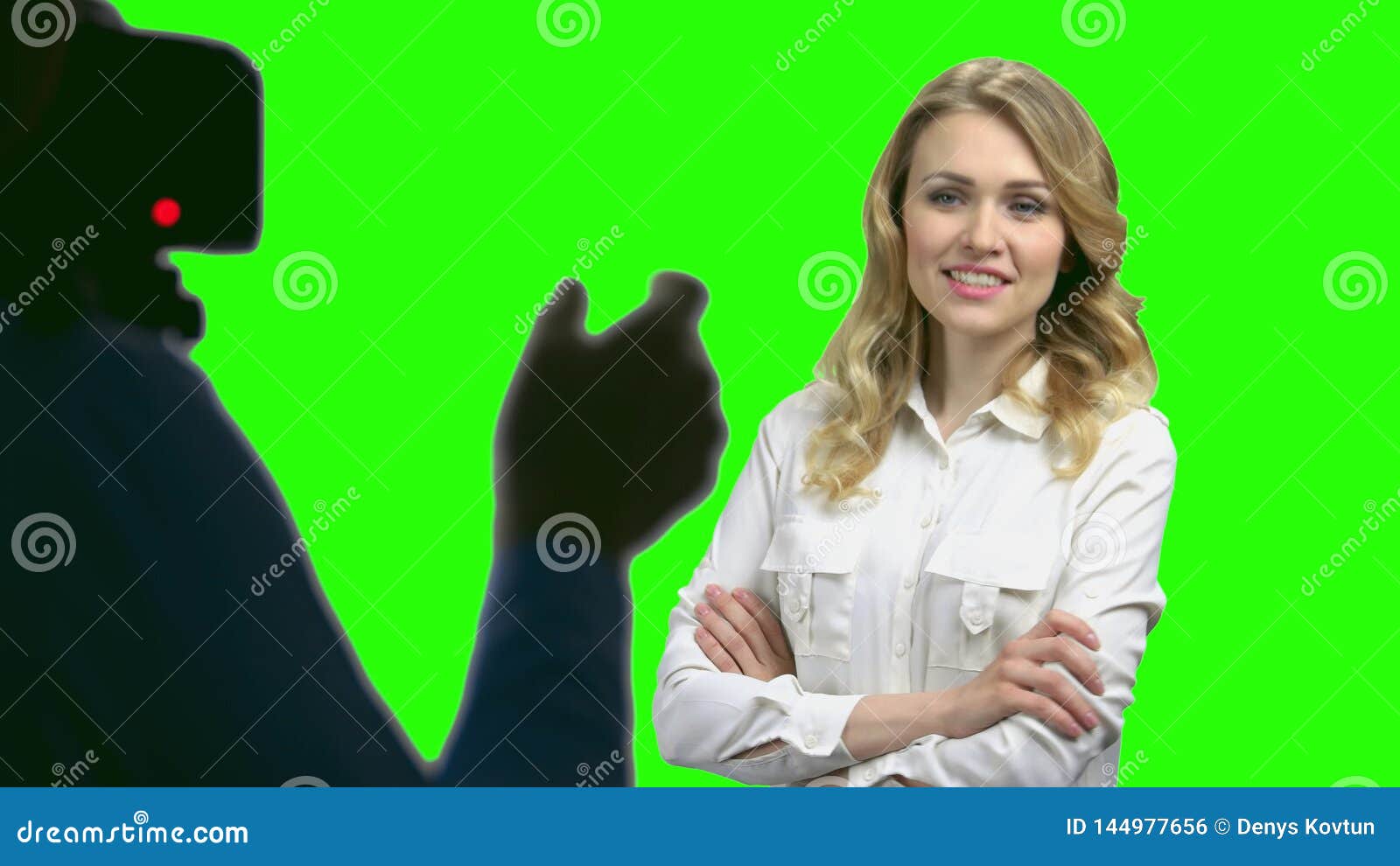 Pretty Business Lady Posing For Camera On Green Screen Stock Footage