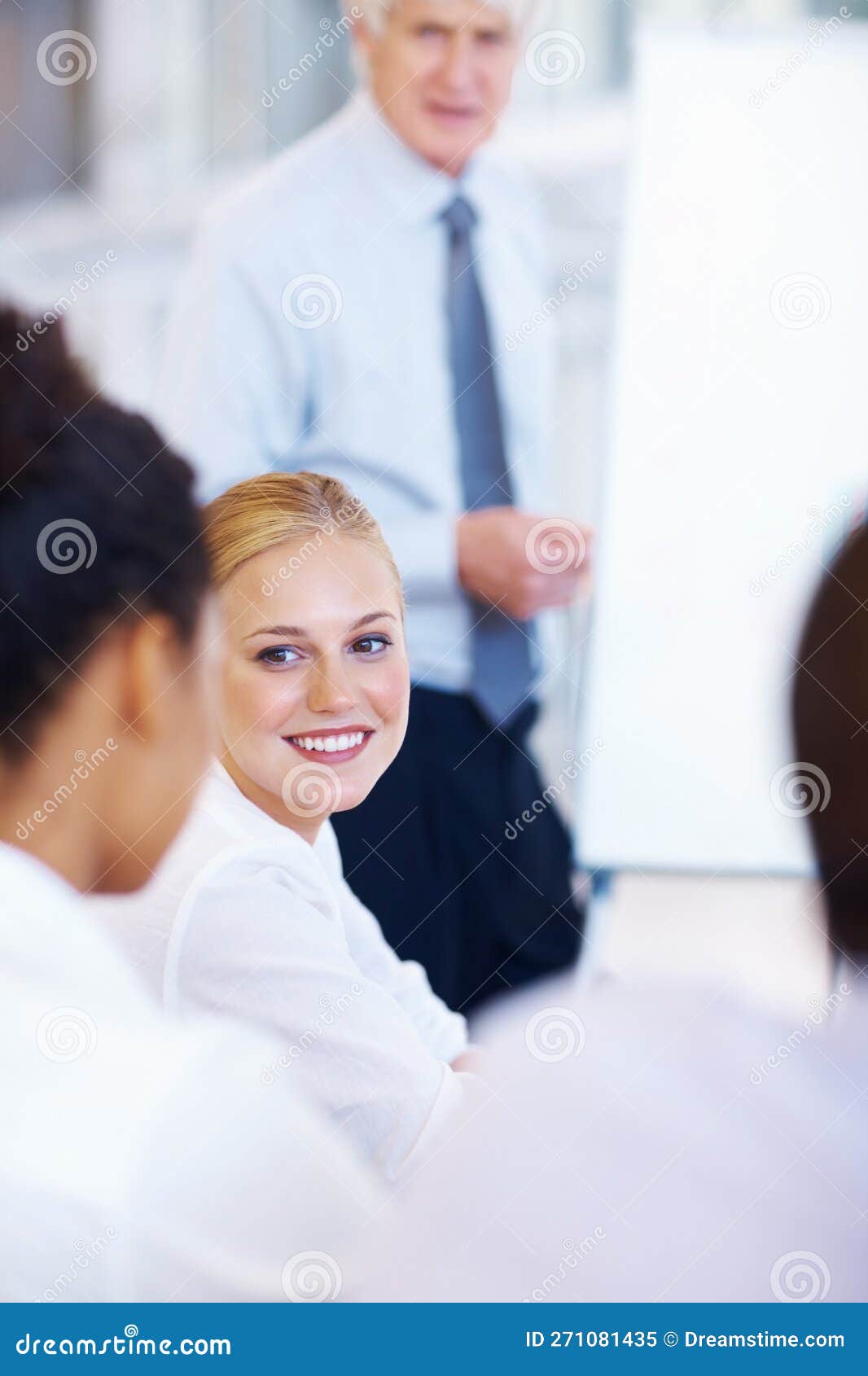 Pretty Business Woman with Team in Meeting. Portrait of Pretty Young ... Pretty Business Woman with Team in Meeting. Portrait of Pretty Young ...