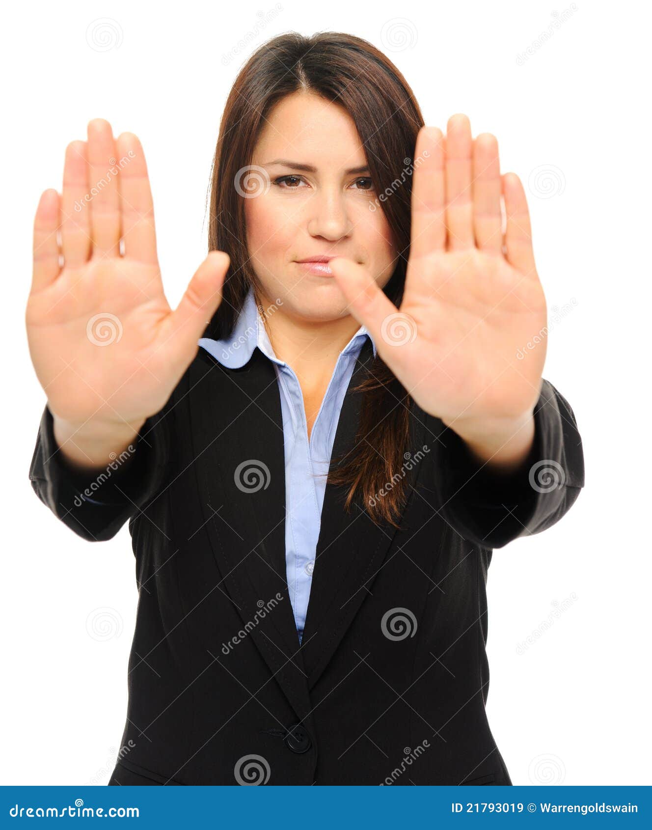 Pretty Businesswoman with Stop Gesture Stock Image - Image of white ...