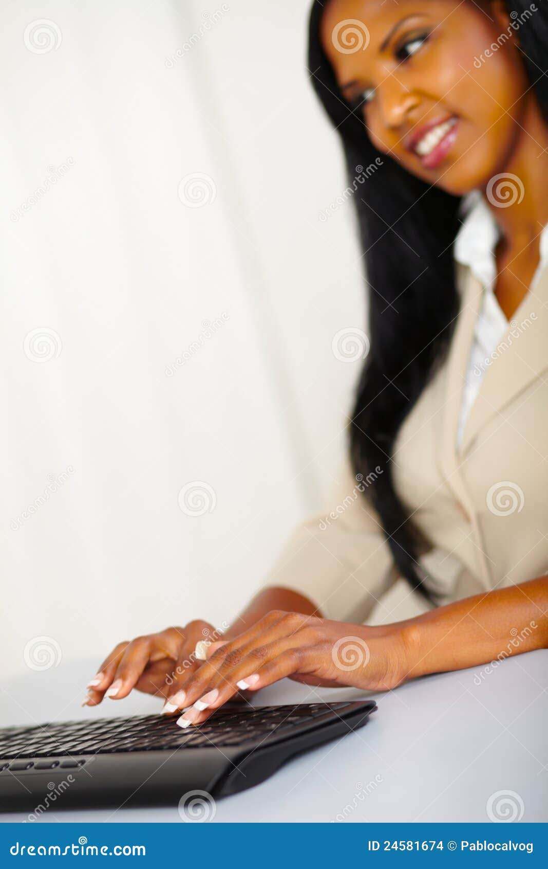 Pretty Businesswoman Working on Computer Stock Photo - Image of ...
