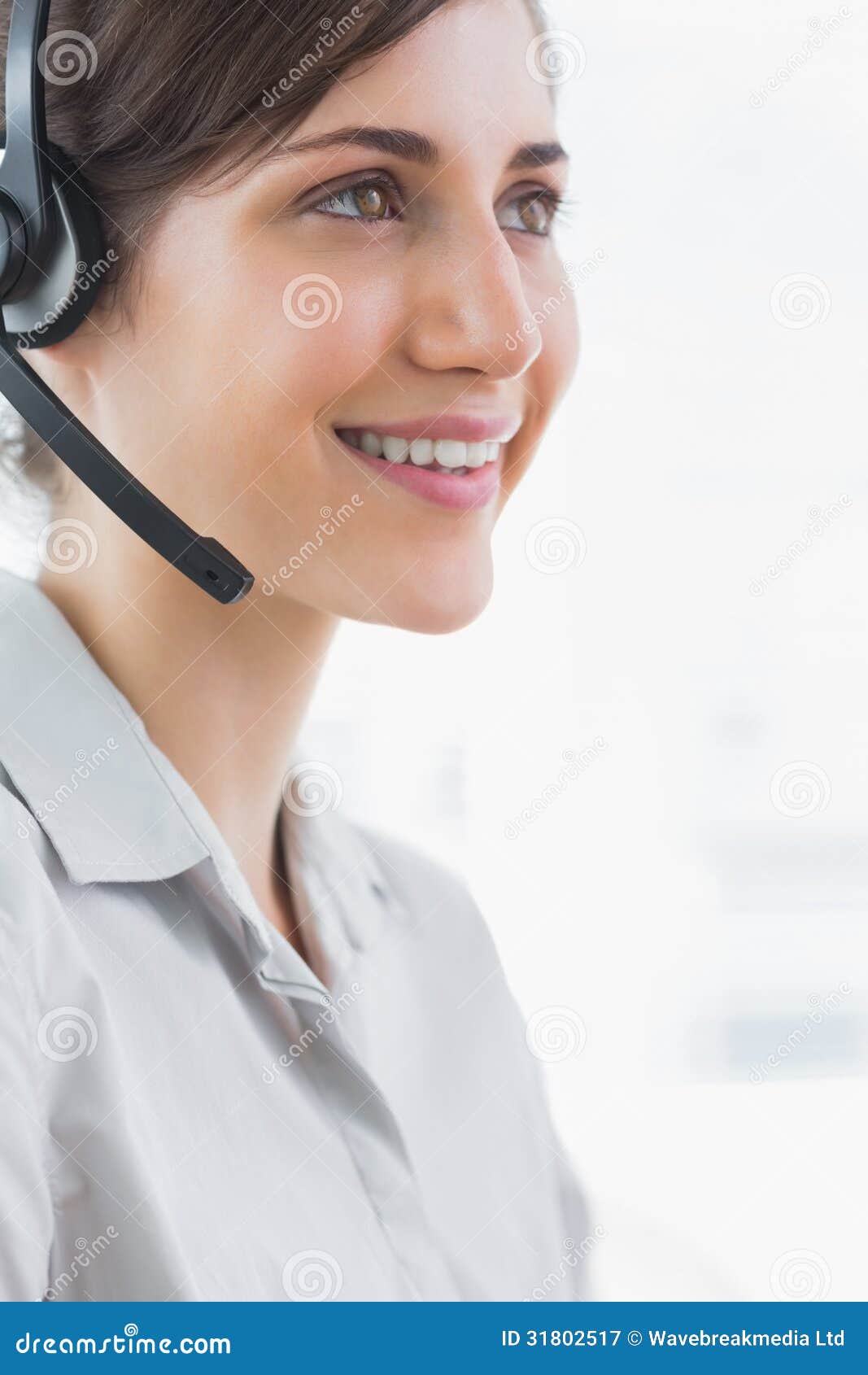 Pretty Call Centre Agent Smiling Close Up Stock Image - Image of ...