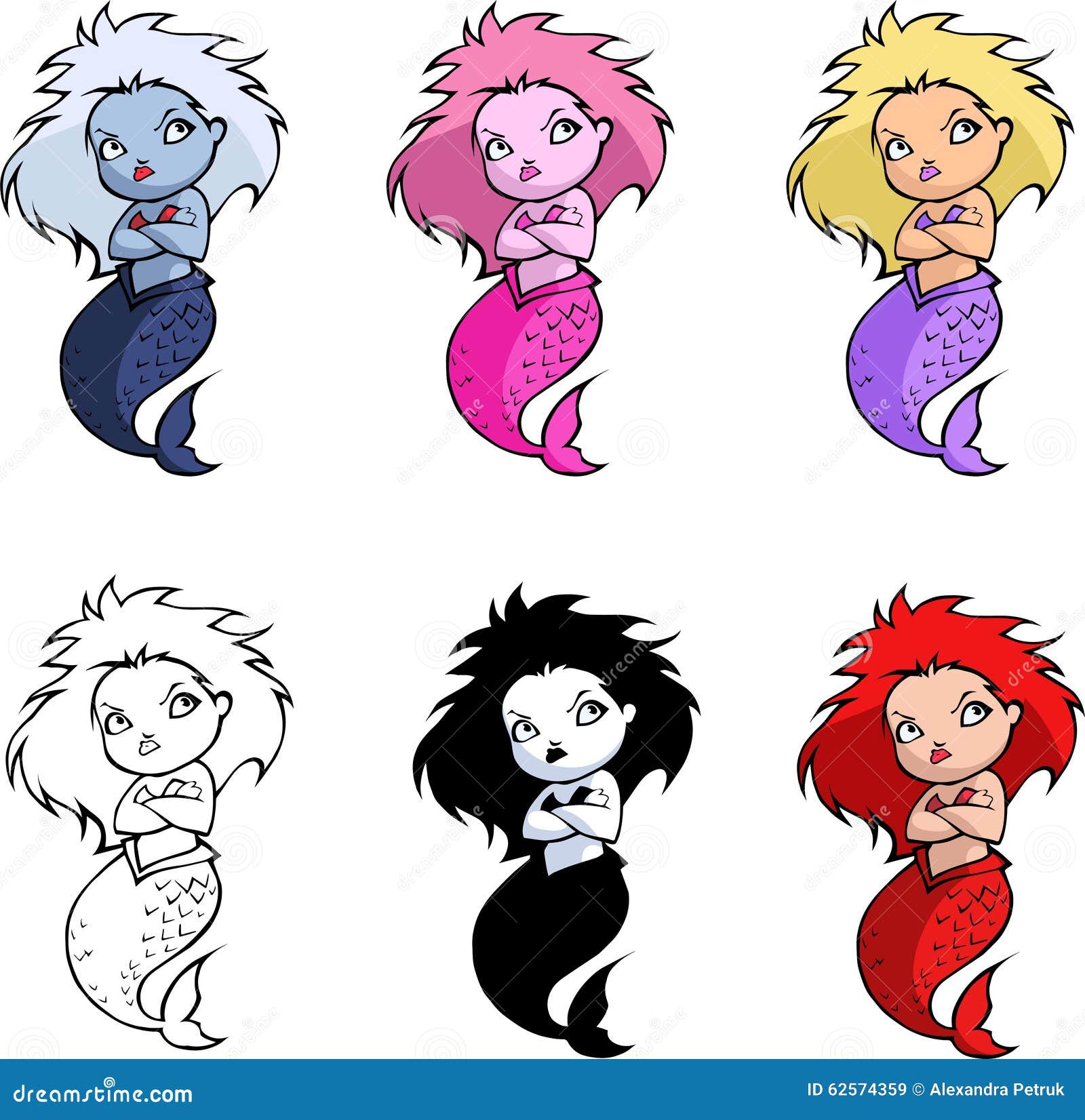 Pretty cartoon mermaid stock vector. Illustration of beautiful - 62574359