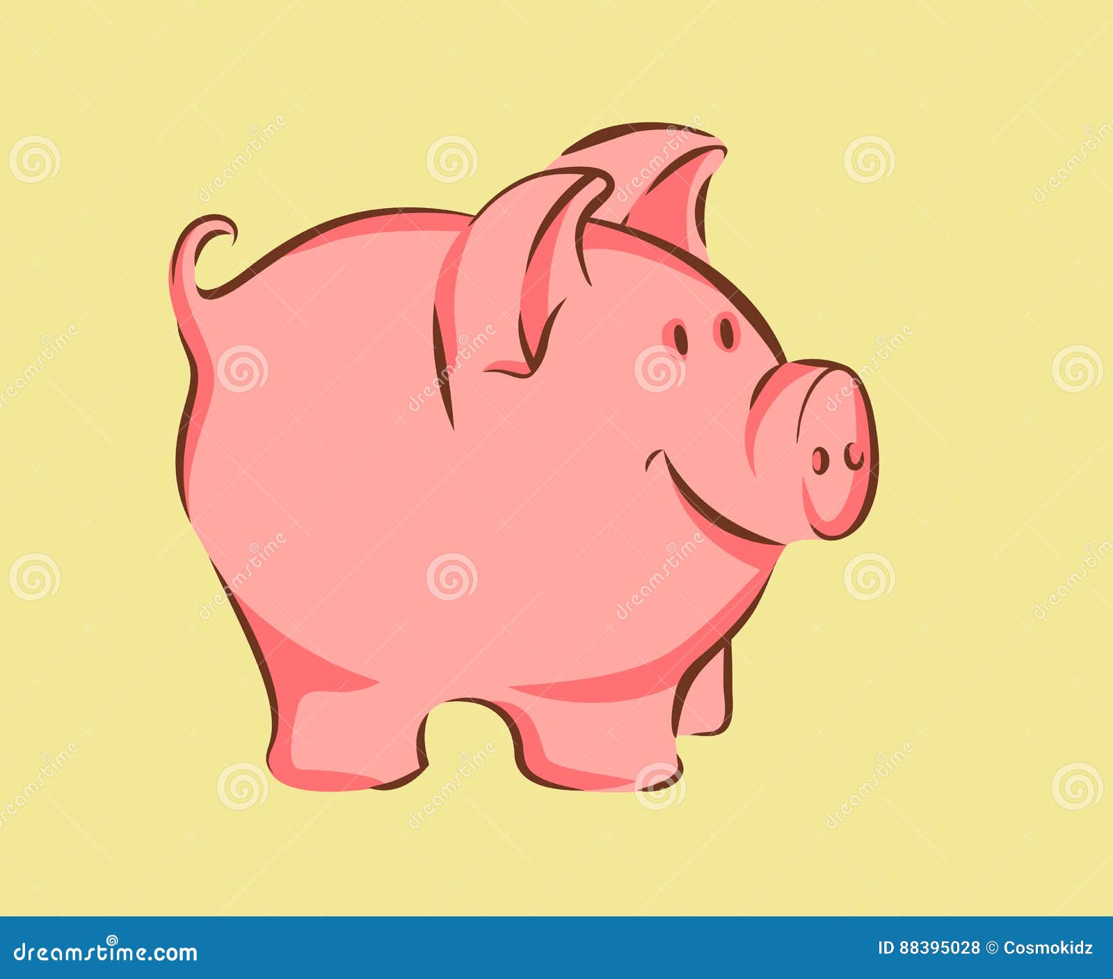 Pretty Cartoon Style Pig, Vector Illustration Stock Vector ...