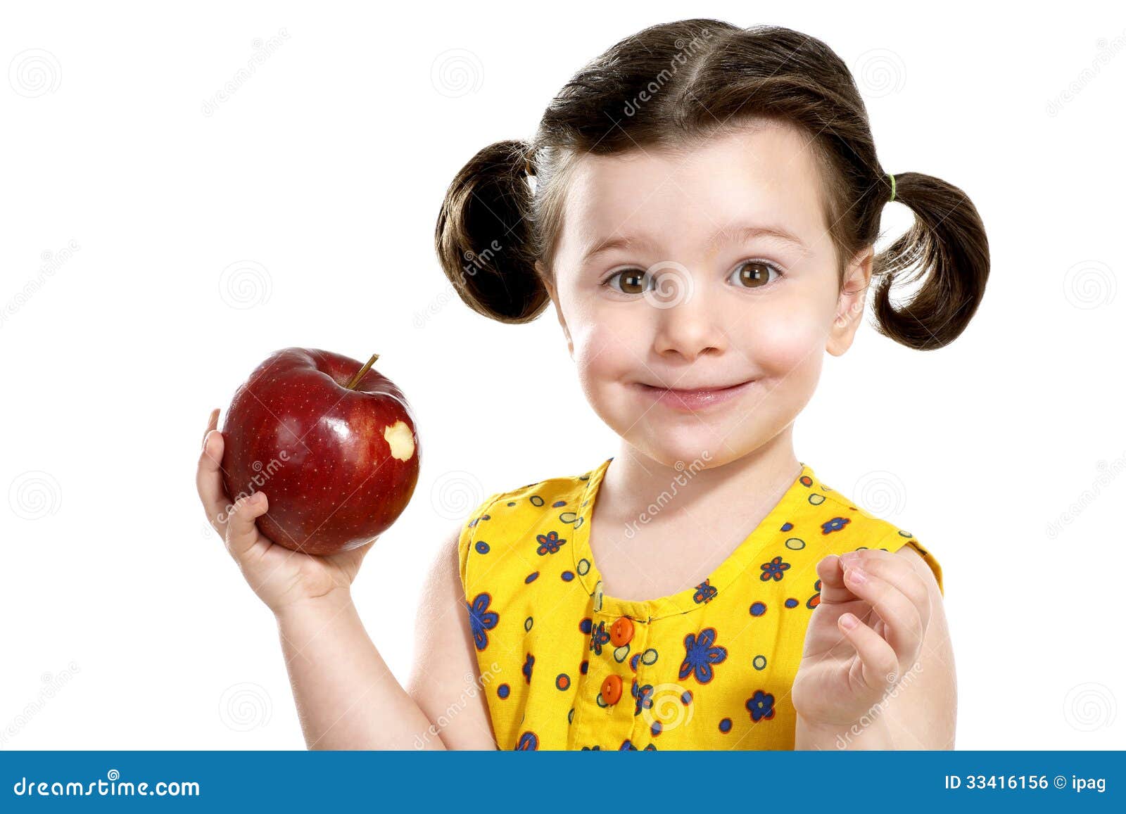 Pretty Child Holding a Red Apple in Her Hands Stock Photo - Image of ...