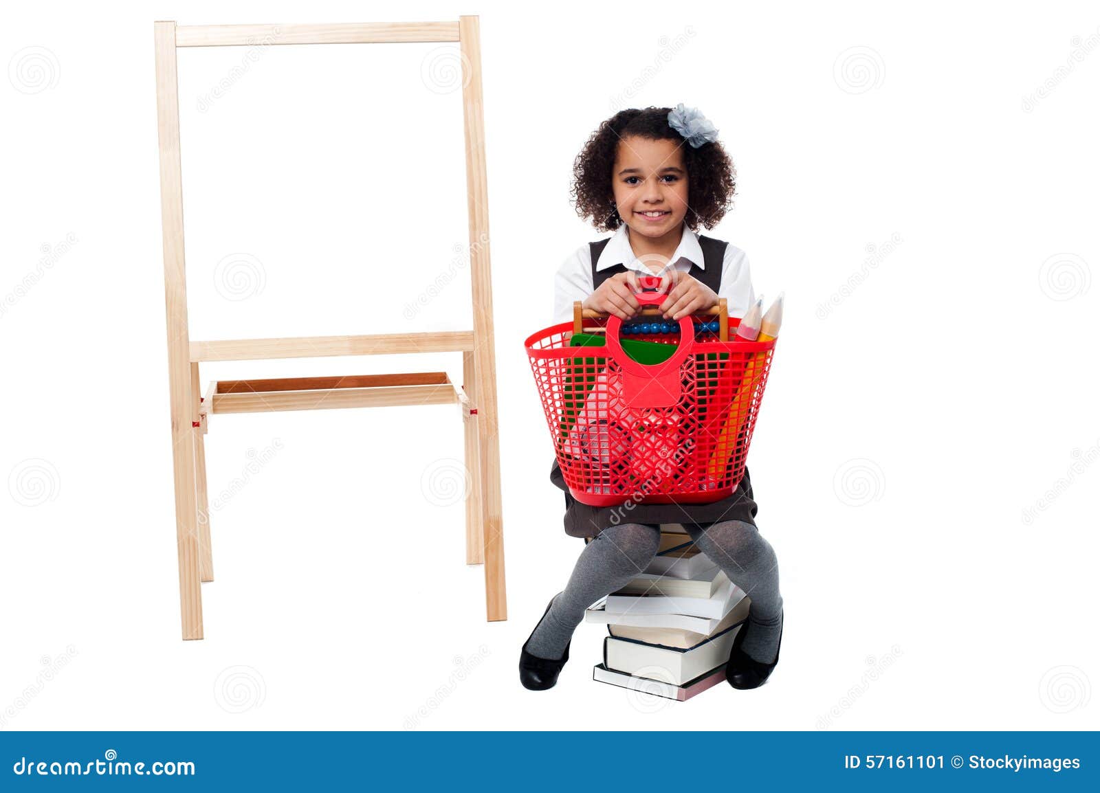 Pretty Child Posing with Basket Stock Image - Image of carrying, happy ...