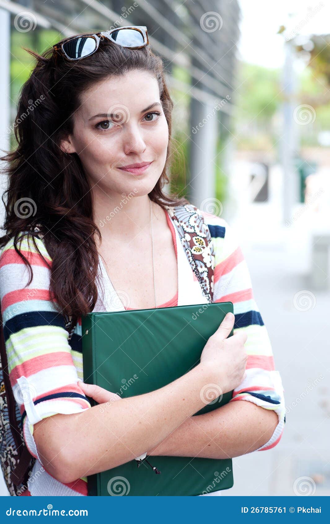 Pretty College Student on Campus Stock Image - Image of happiness ...