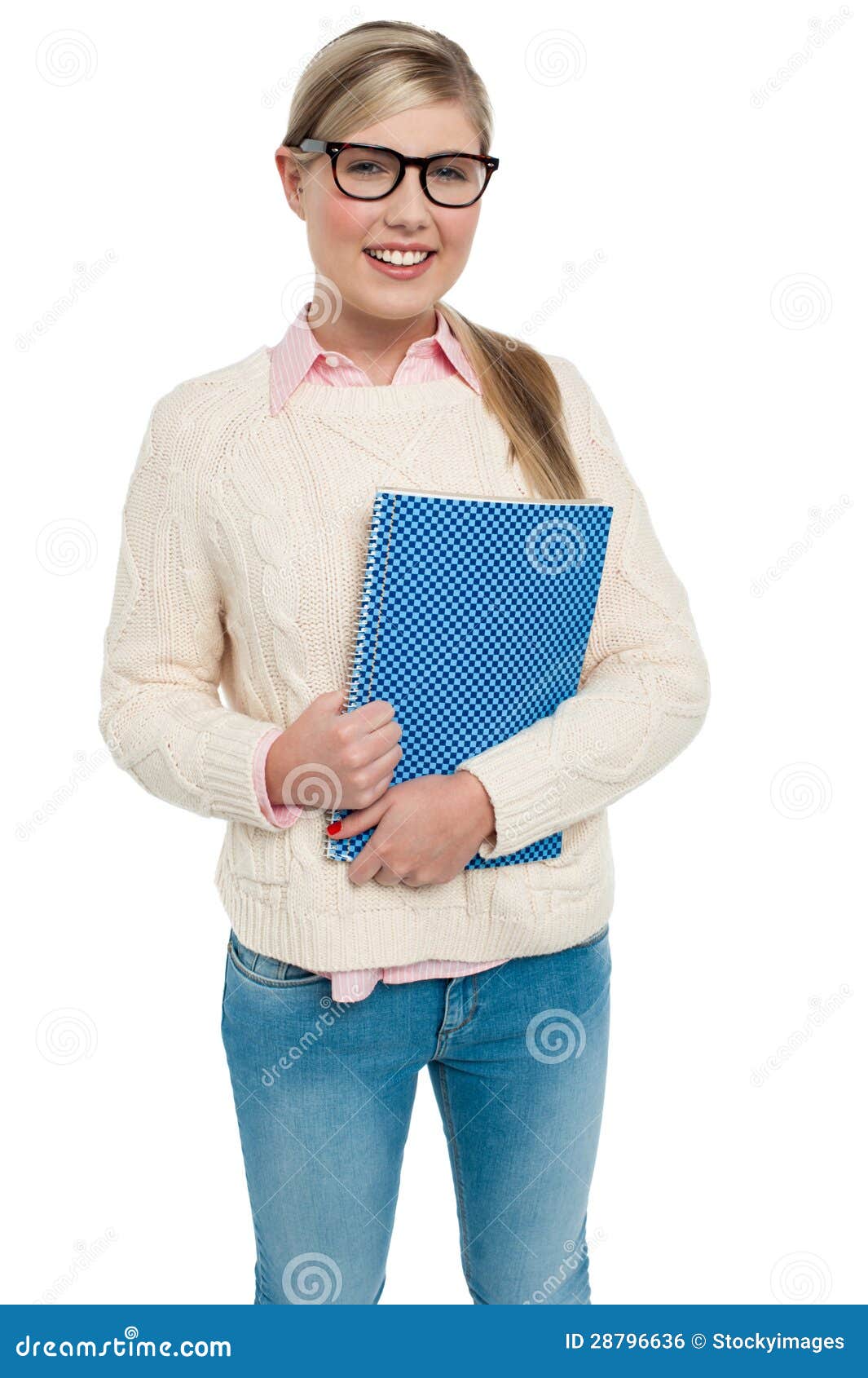 Pretty College Student Posing with Spiral Notebook Stock Photo - Image ...
