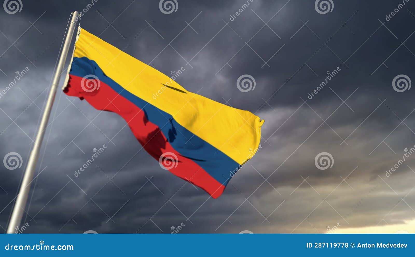 Pretty Colombia Flag on Massive Dark Clouds Backdrop - Abstract 3D ...