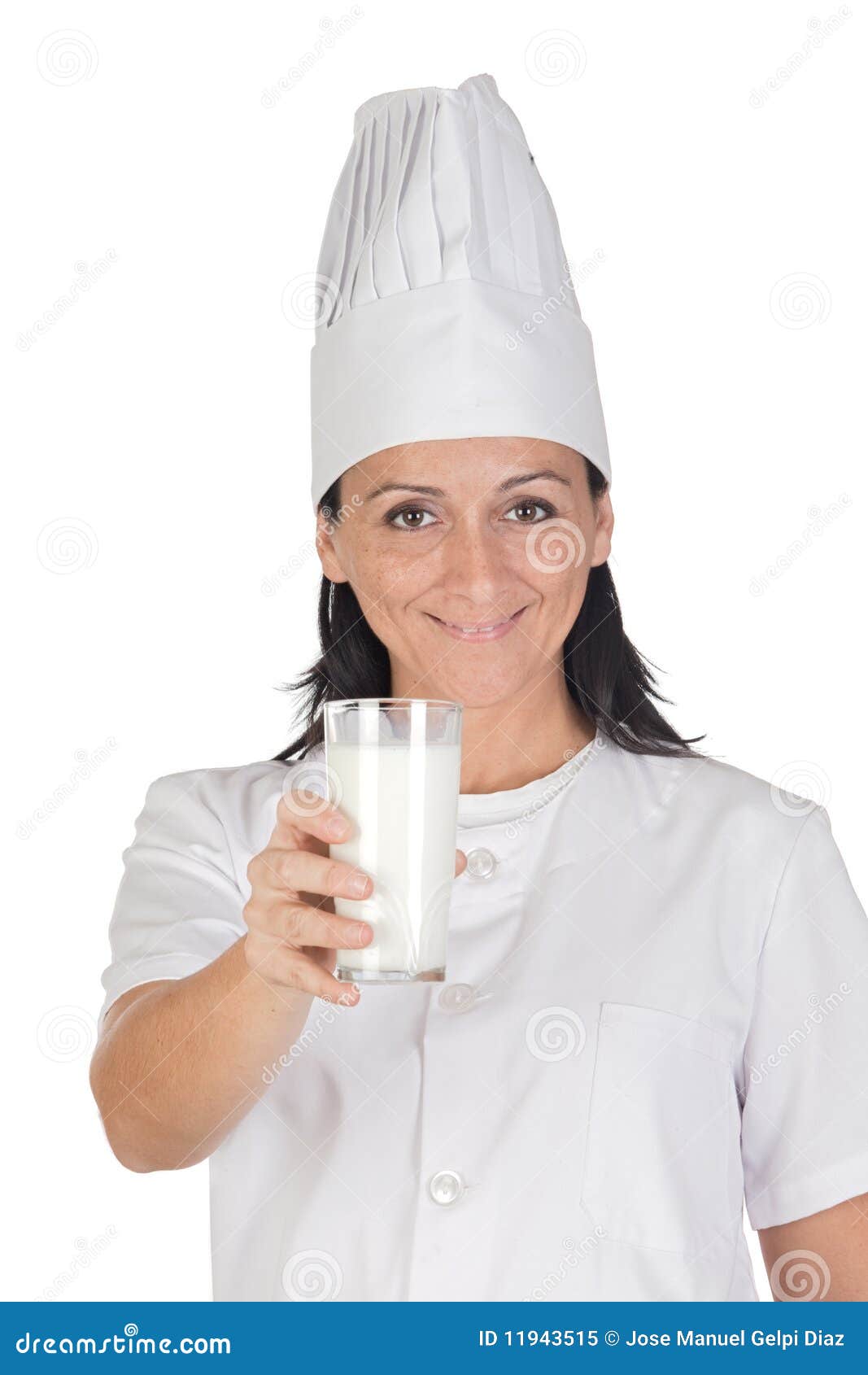 Pretty Cook Girl Drinking Milk Stock Image - Image of domestic, calcium ...