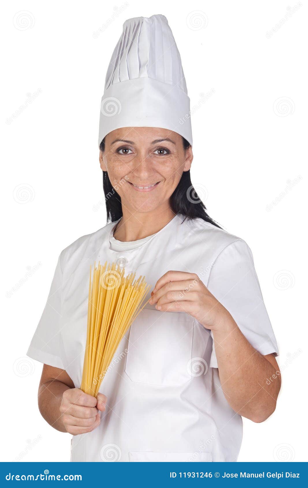 Pretty Cook Girl with Long Spaghetti Stock Photo - Image of chef ...