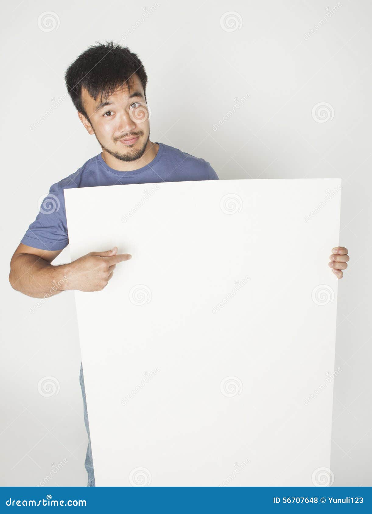 Pretty Cool Asian Man Holding Empty White Plate Stock Photo - Image of ...