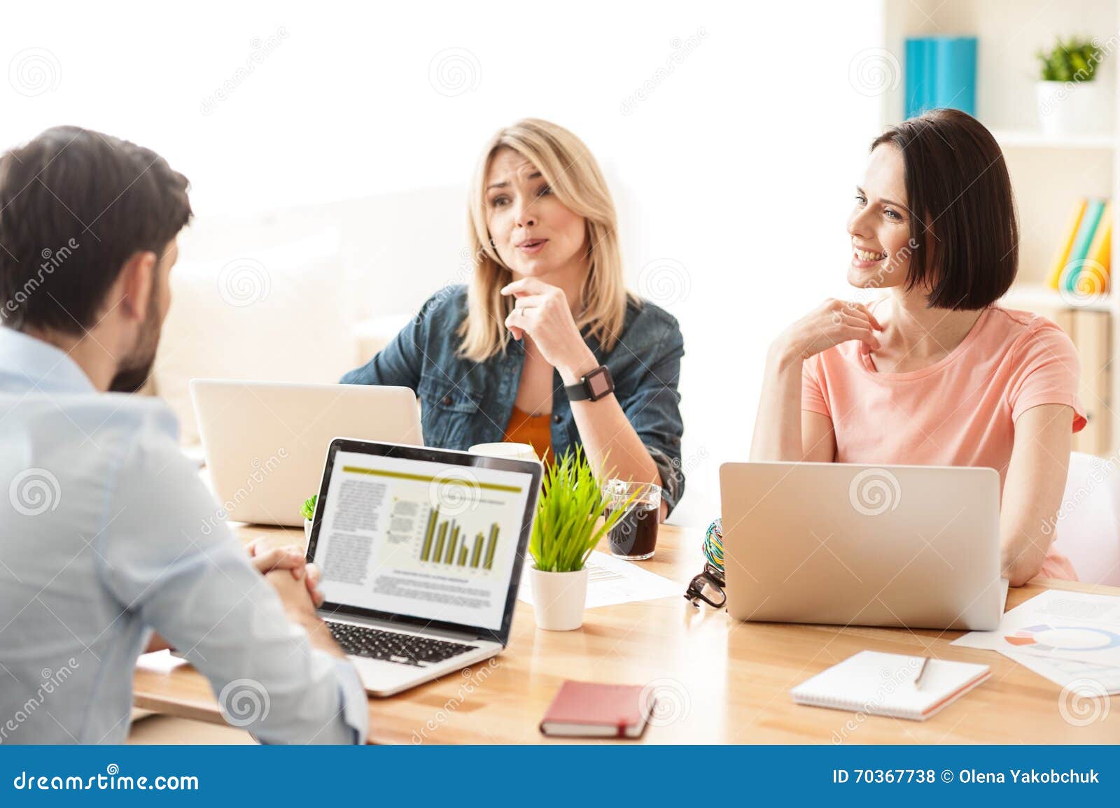 Pretty Creative Team is Talking with Joy Stock Photo - Image of ...