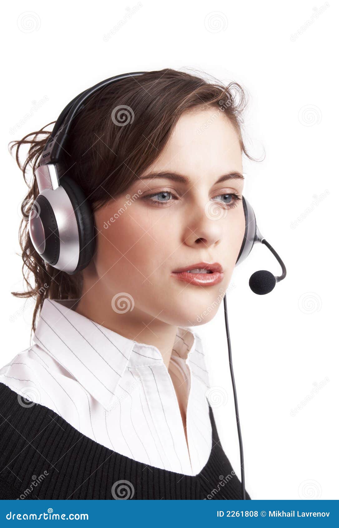 Pretty Customer Service Agent Stock Photo - Image of brunette ...