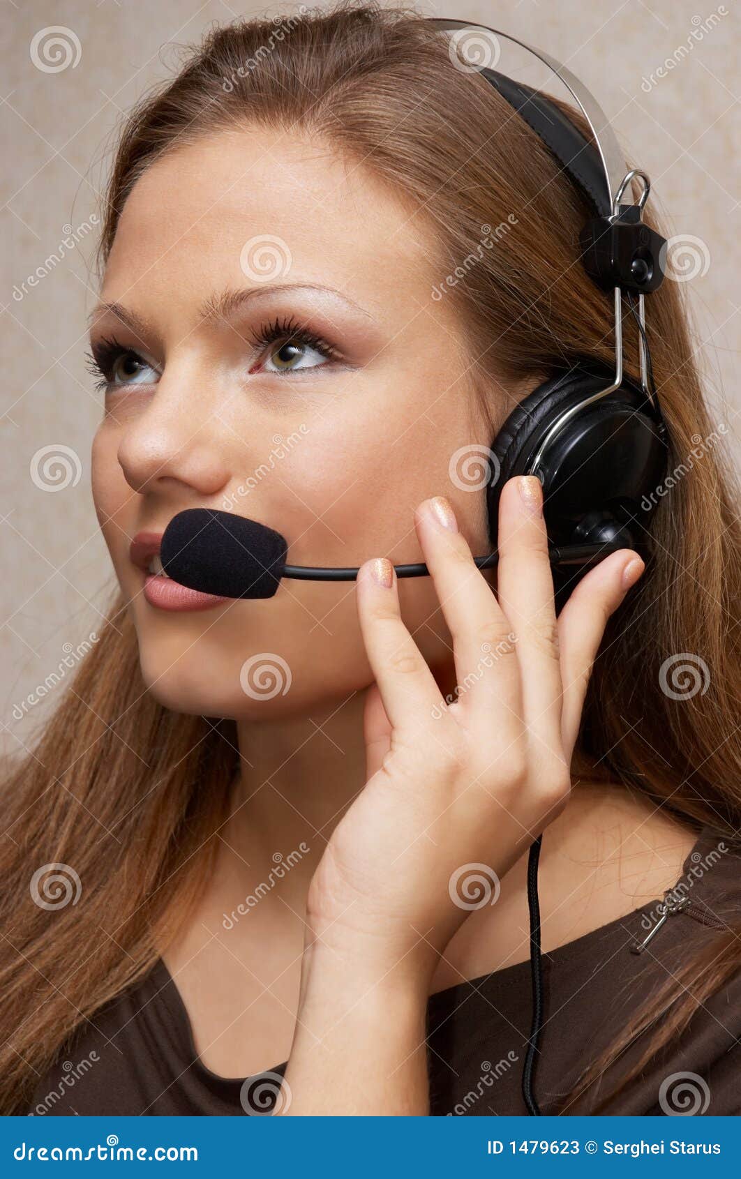 Pretty Customer Support Girl is Listening Stock Image - Image of office ...