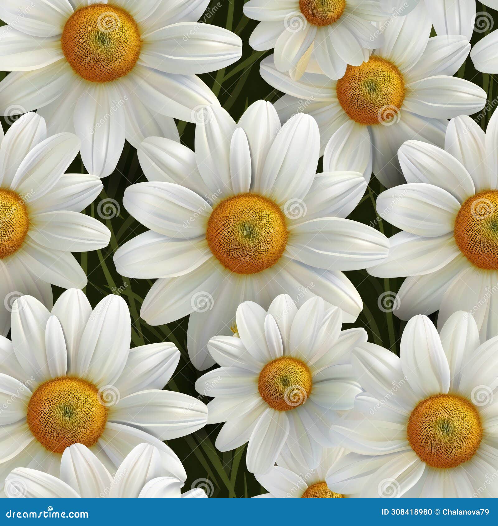Pretty Daisy Floral Print ~ Seamless Background, Realistic, Top View ...
