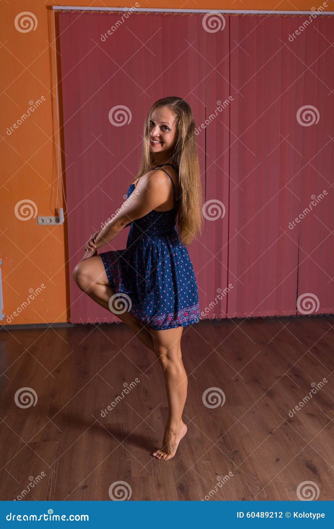 Pretty Dancer Standing on Tip Toe with One Foot Stock Photo - Image of ...