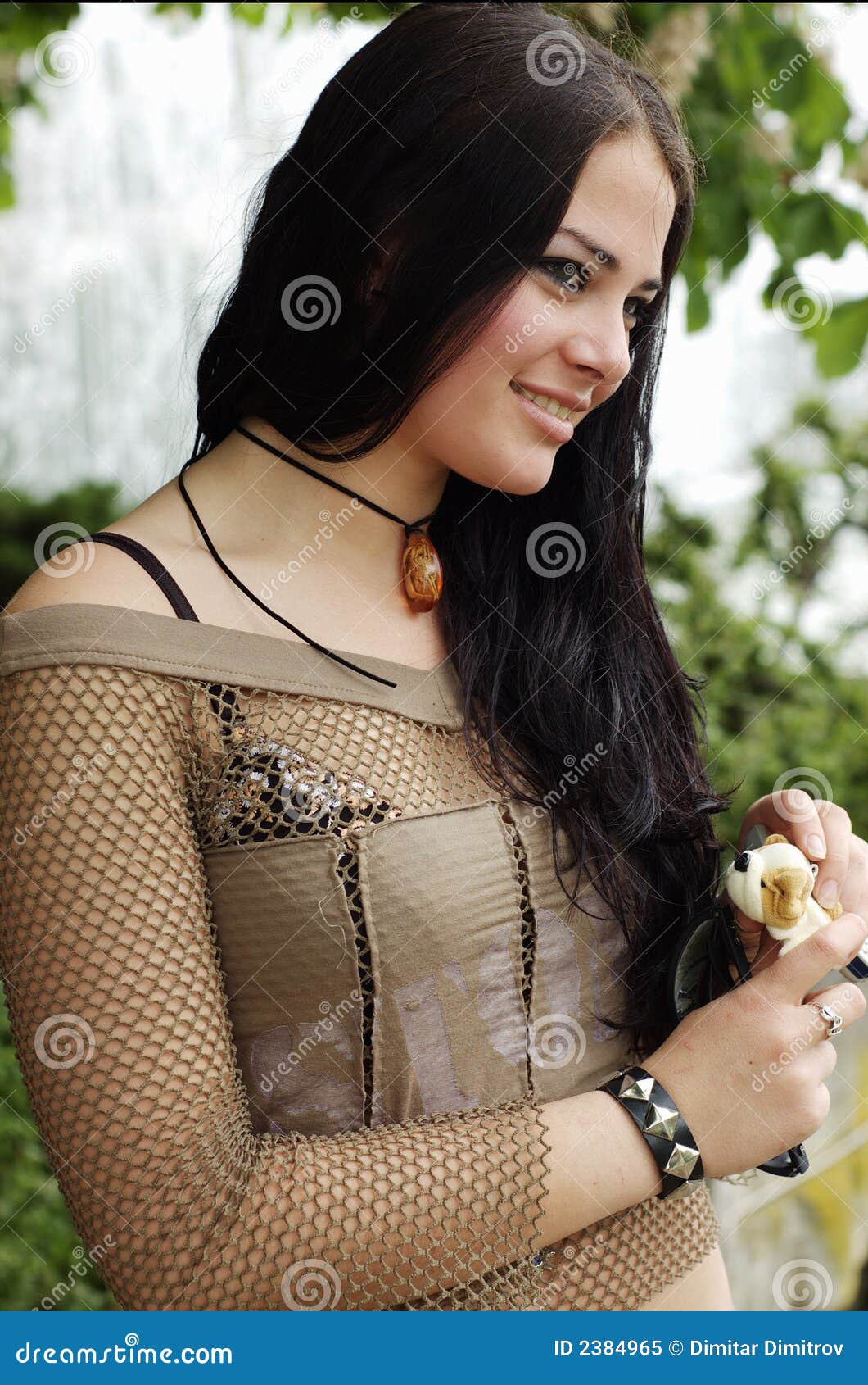 Pretty dark haired woman stock image. Image of outdoor - 2384965