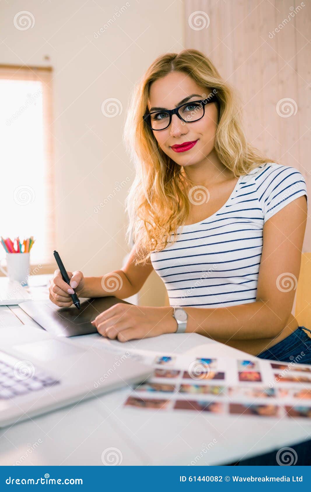 Pretty Designer Working at Her Desk Stock Photo - Image of hipster ...