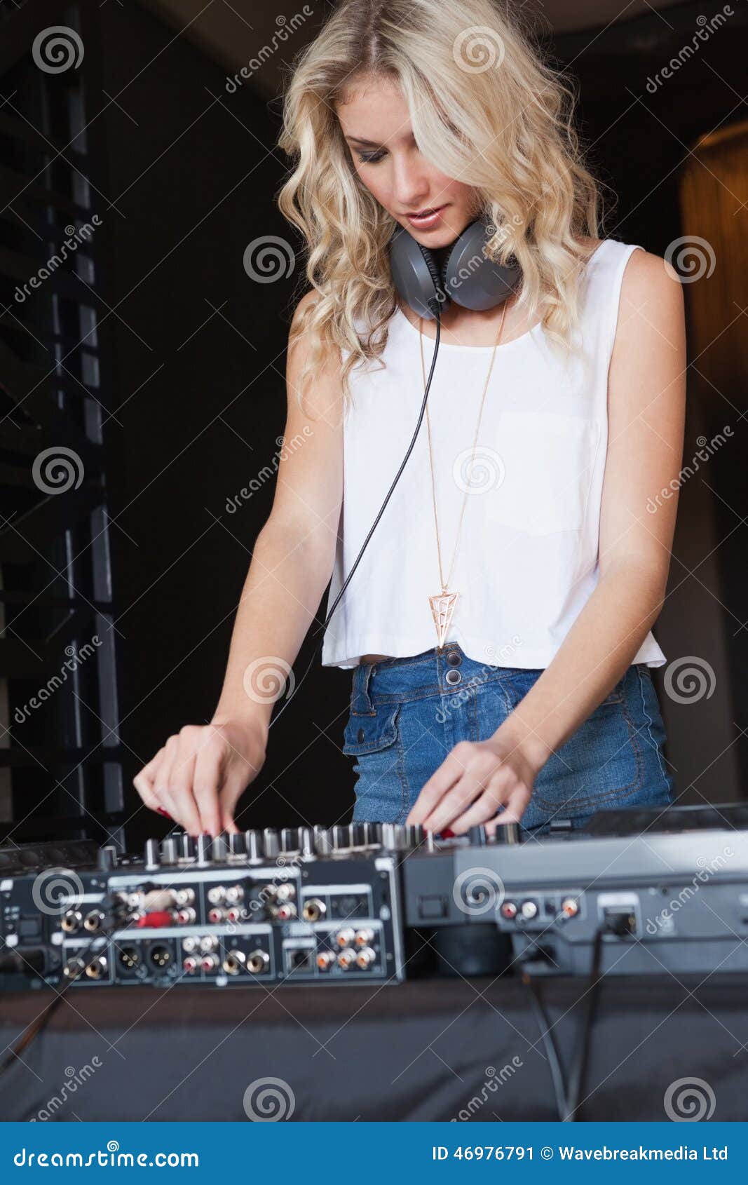 Pretty Dj Playing Techno Music Stock Image - Image of hipster, event ...