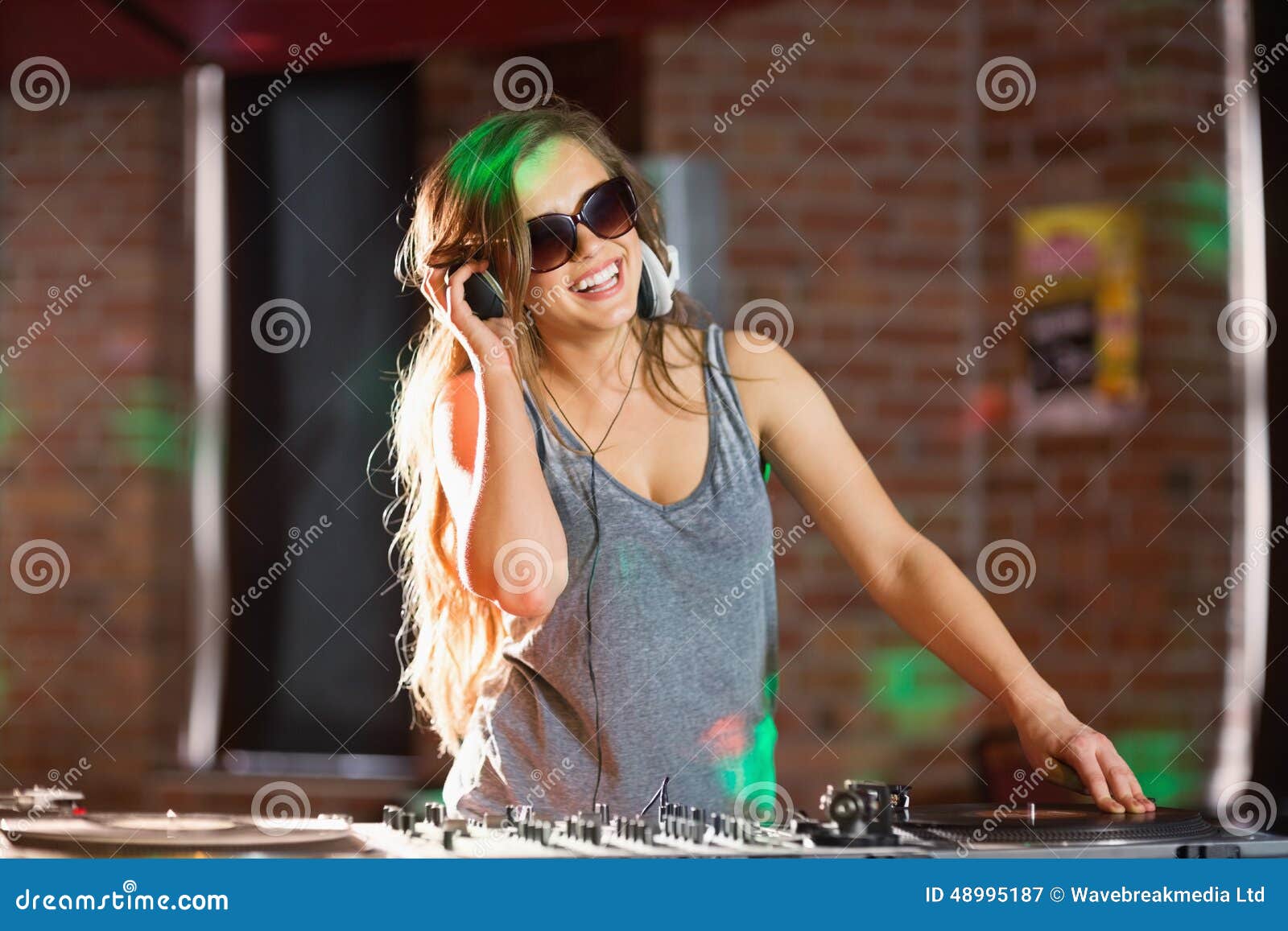 Pretty Dj Playing Techno Music Stock Image - Image of party, indoors ...