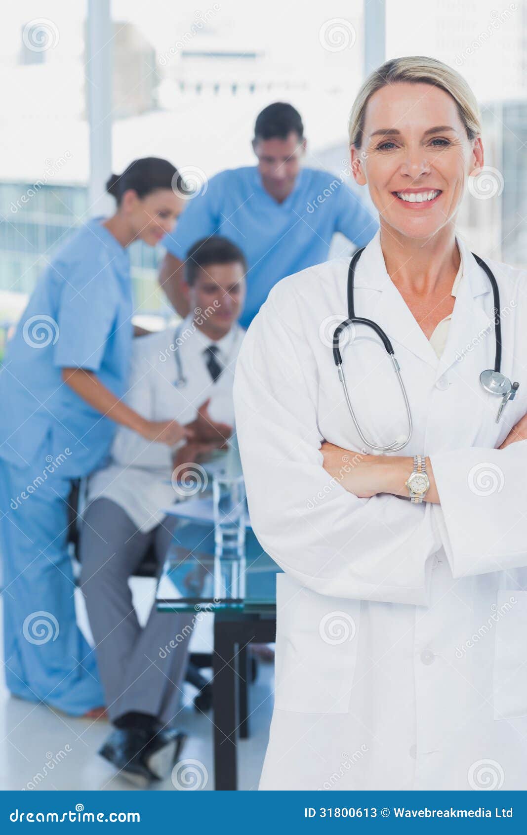 Pretty Doctor Woman Portrait. Ophthalmology Laser Microscope Operation ...