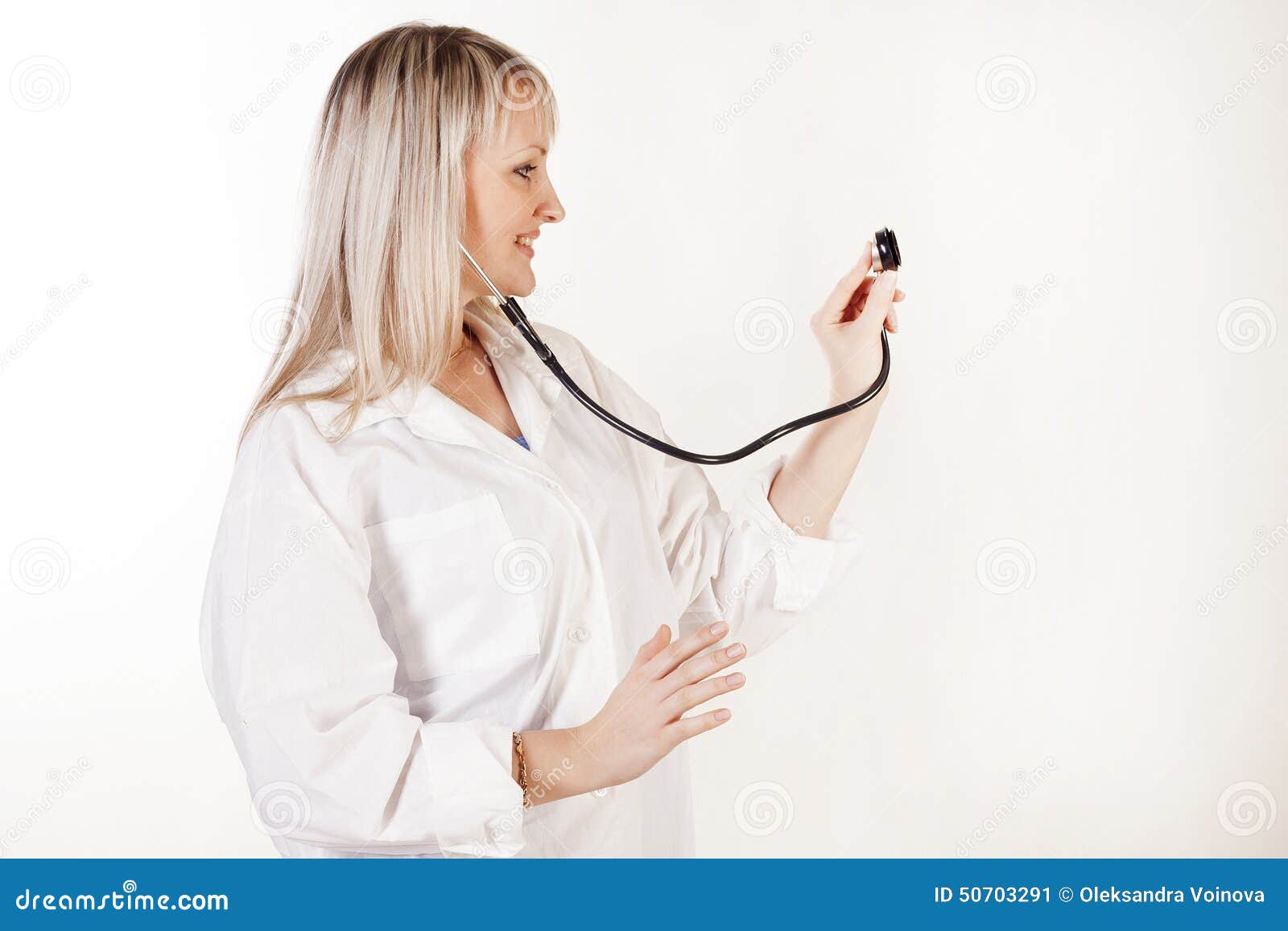 Pretty Doctor with Stethoscope Stock Image - Image of girl, white: 50703291