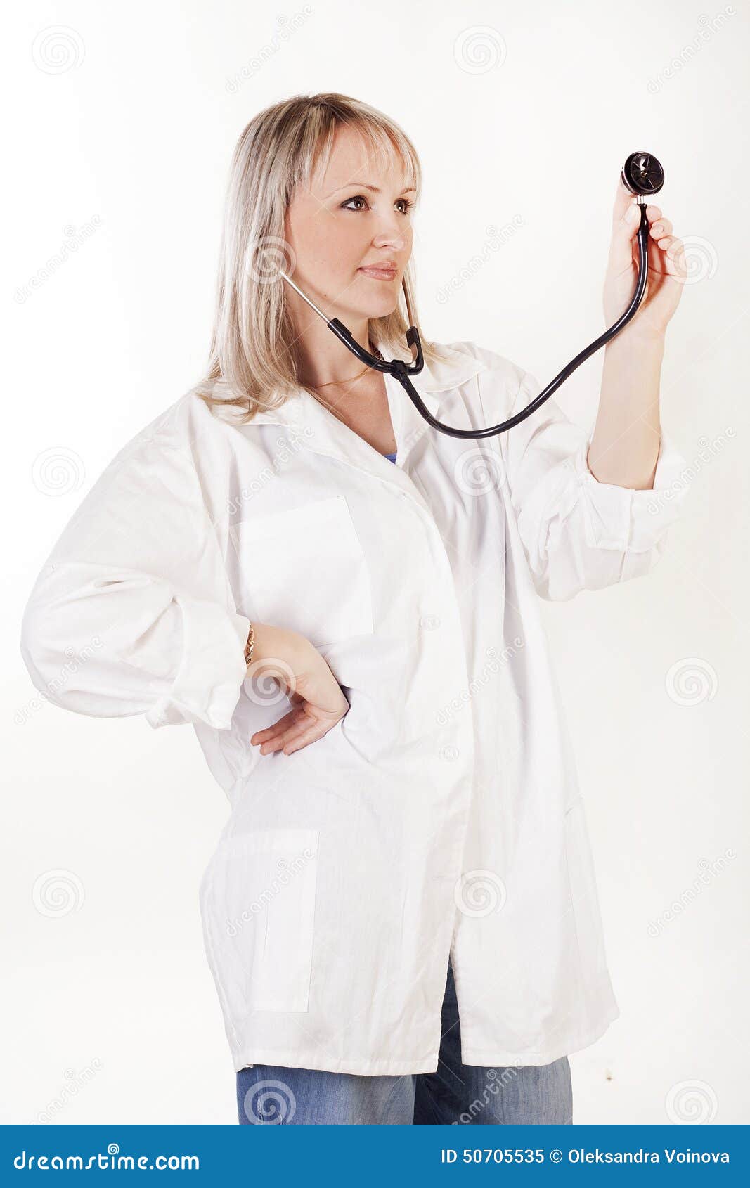 Pretty Doctor with Stethoscope Stock Image - Image of female, woman ...