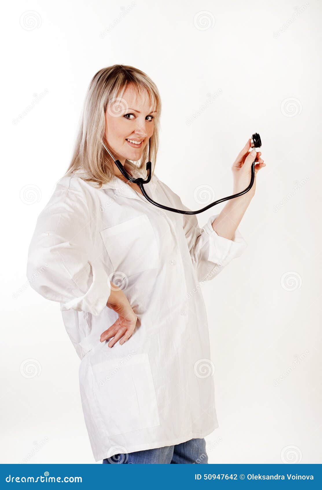 Pretty Doctor with Stethoscope Stock Photo - Image of medical, beauty ...