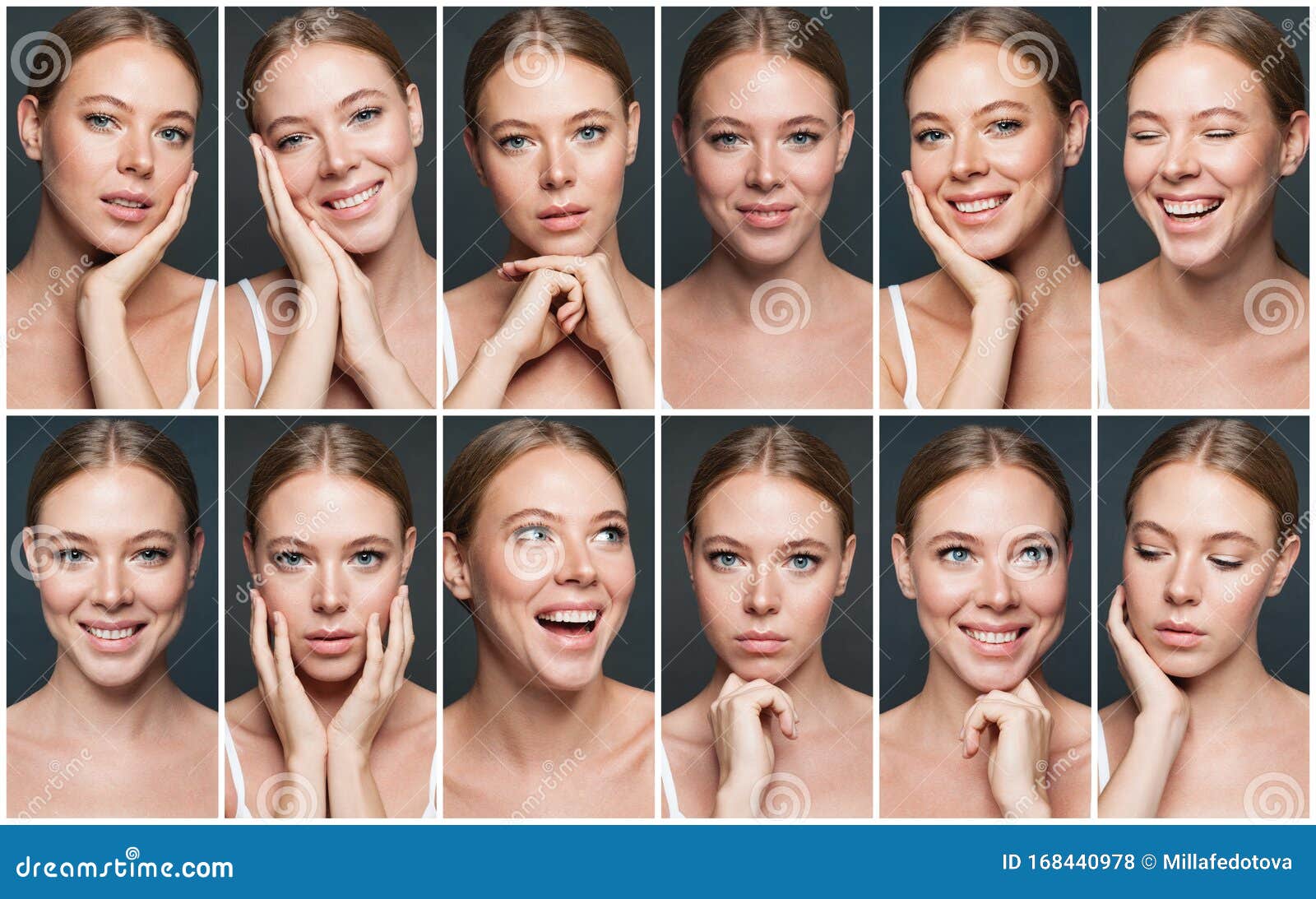 Pretty Emotional Female Faces Collage Happy Friendly Women Faces