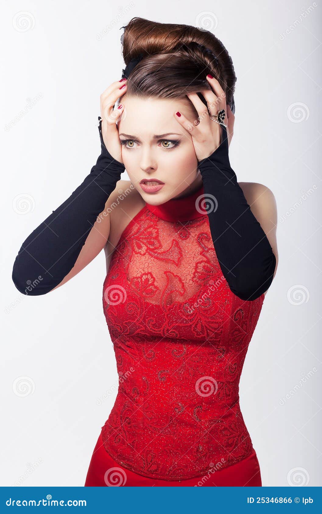 Pretty Emotional Stressed Woman Posing Stock Photo - Image of buying ...