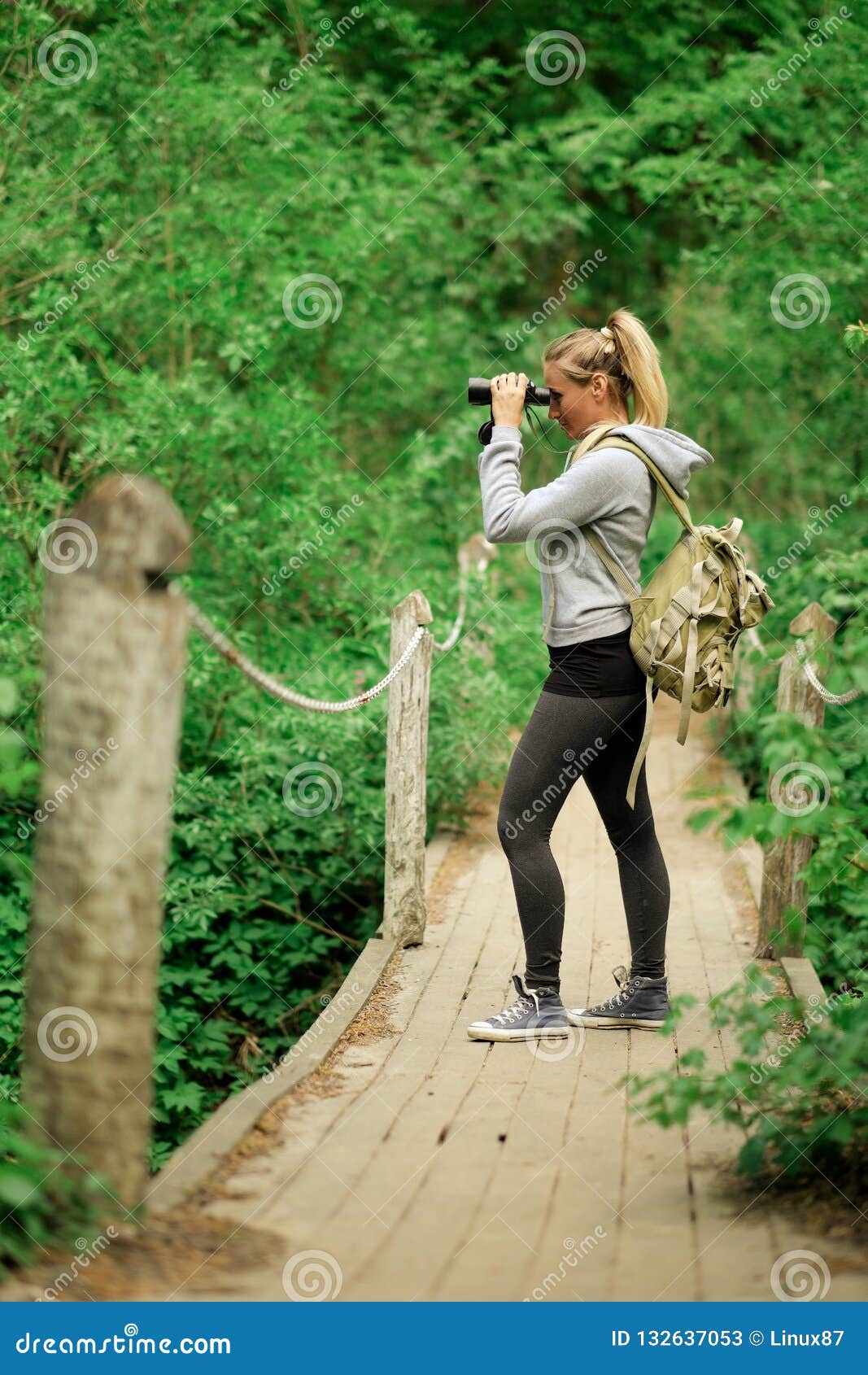 Pretty Explorer Woman with Binoculars Stock Image - Image of discovery ...