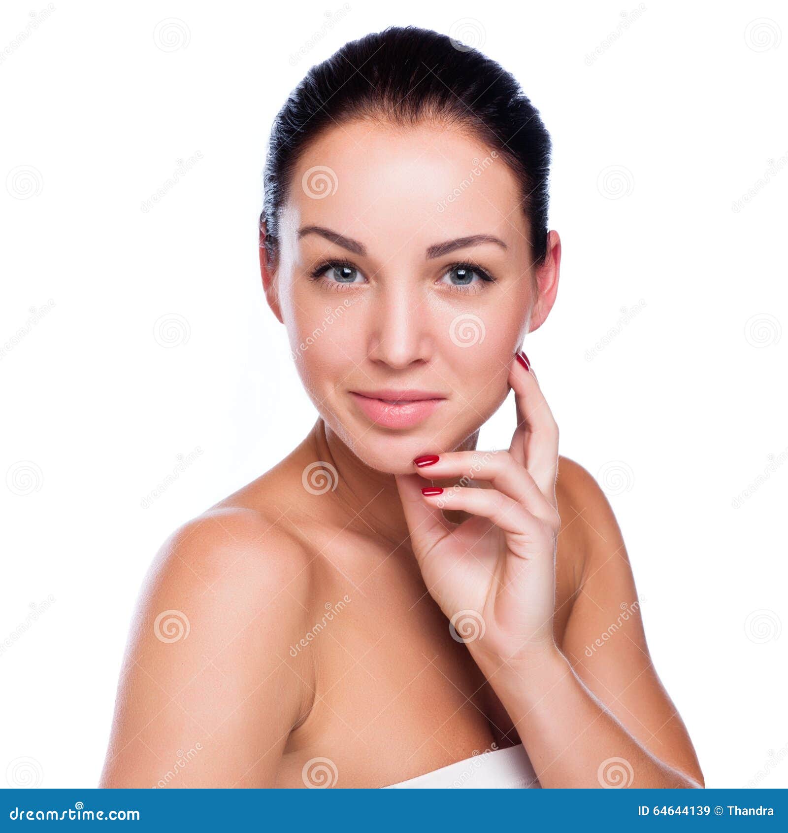 Pretty Face of Beautiful Smiling Woman - Posing at Studio Isolat Stock ...