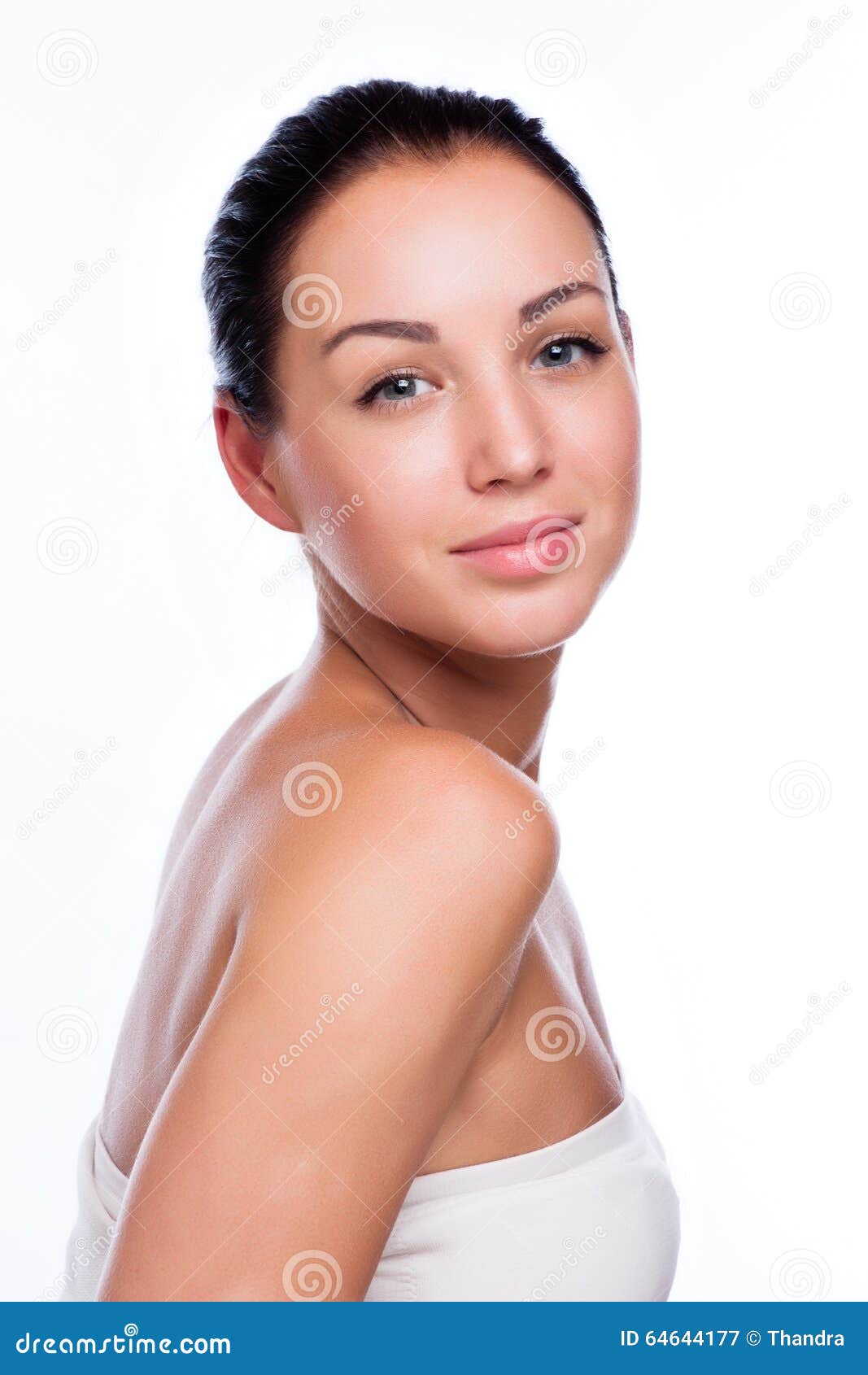 Pretty Face of Beautiful Smiling Woman - Posing at Studio Isolat Stock ...