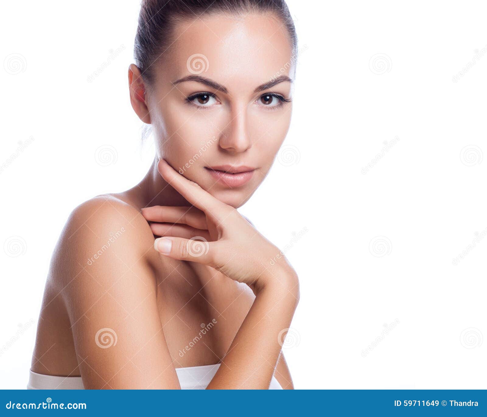 Pretty Face of Beautiful Smiling Woman - Posing at Studio Isolated on ...