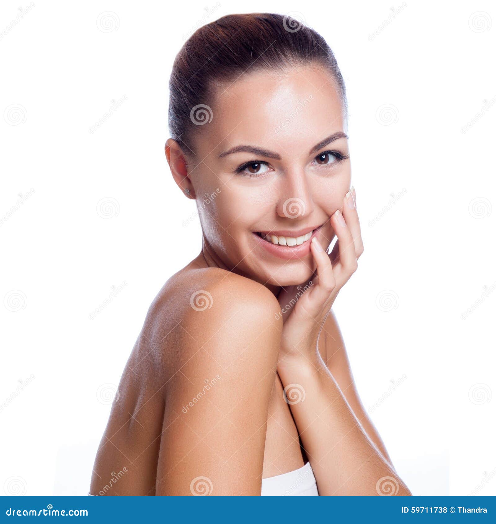 Pretty Face of Beautiful Smiling Woman Stock Photo - Image of body ...